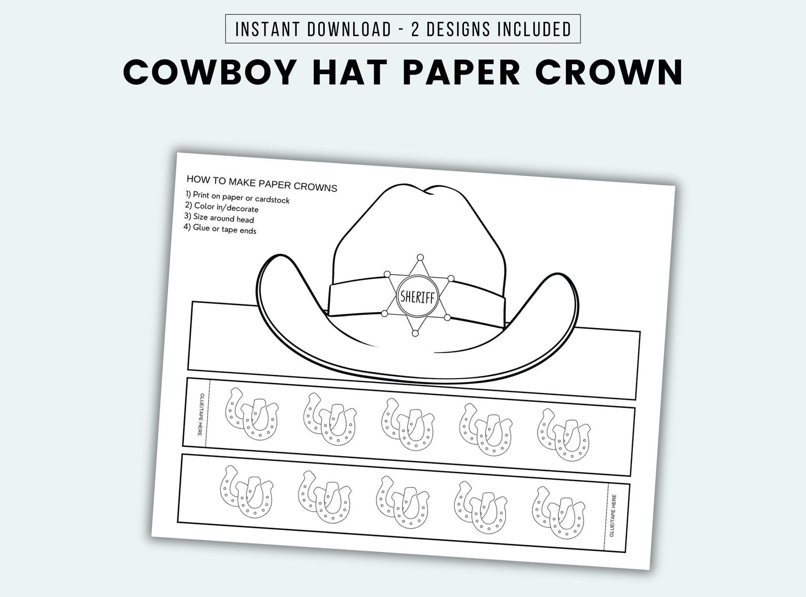 Cowboy Hat Paper Crown Printable Paper Crown Cowboy Hat Coloring Paper ...