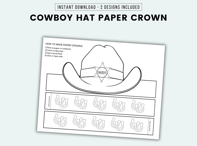 Cowboy Hat Paper Crown Printable Paper Crown Cowboy Hat Coloring Paper ...
