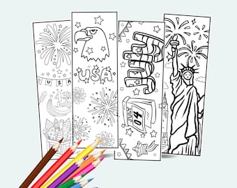 4th of July Bookmarks Printable Independence Day Coloring Bookmarks 4th ...