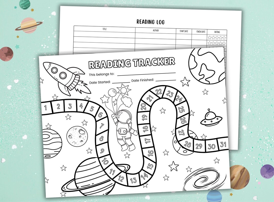 Space Reading Challenge Reading Tracker for Kids Printable Book Tracker ...