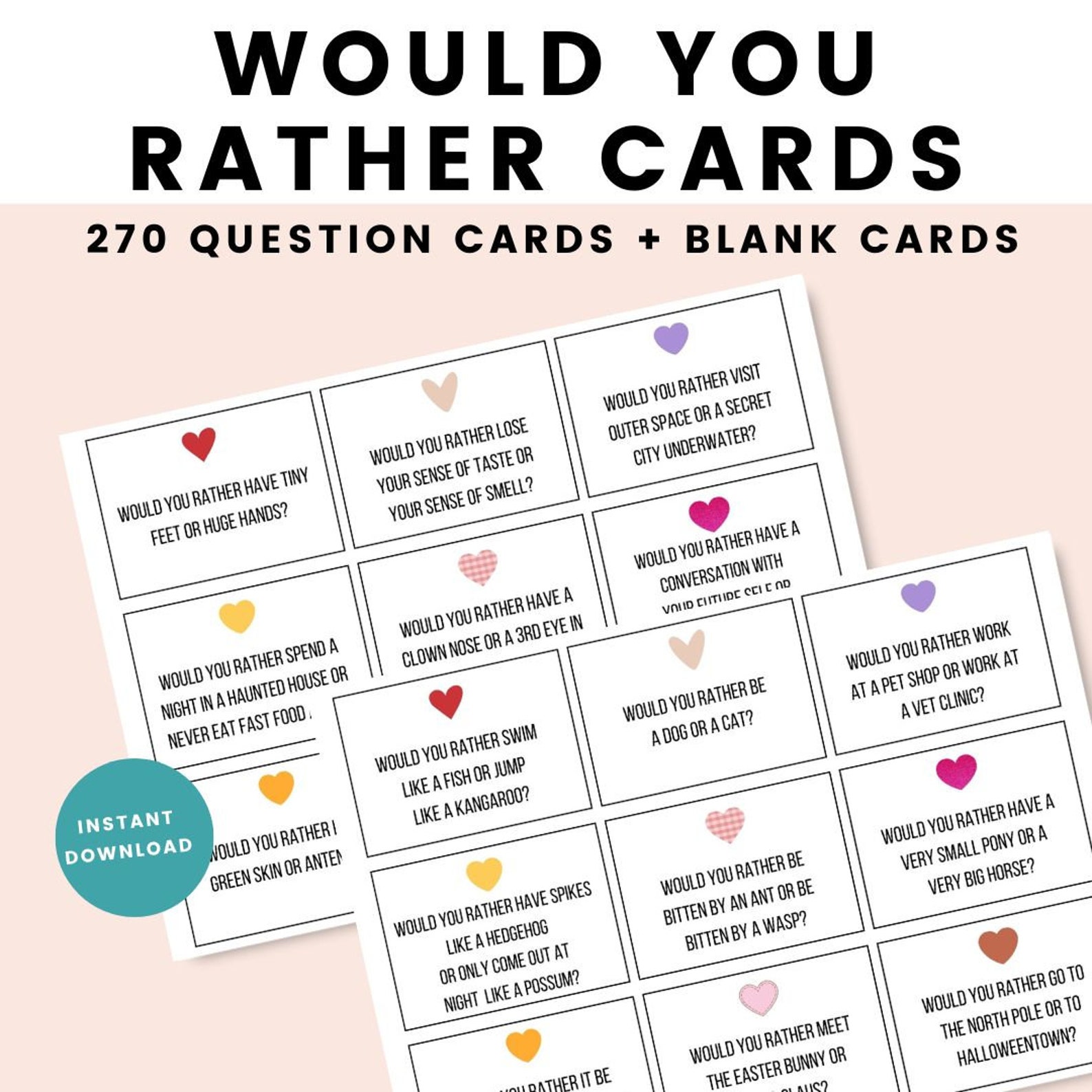 Would You Rather Questions, Family Question Cards, Would You Rather ...