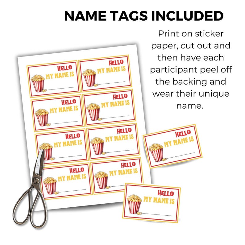 What's Your Popcorn Name Party Game Printable Movie Night Party Game ...