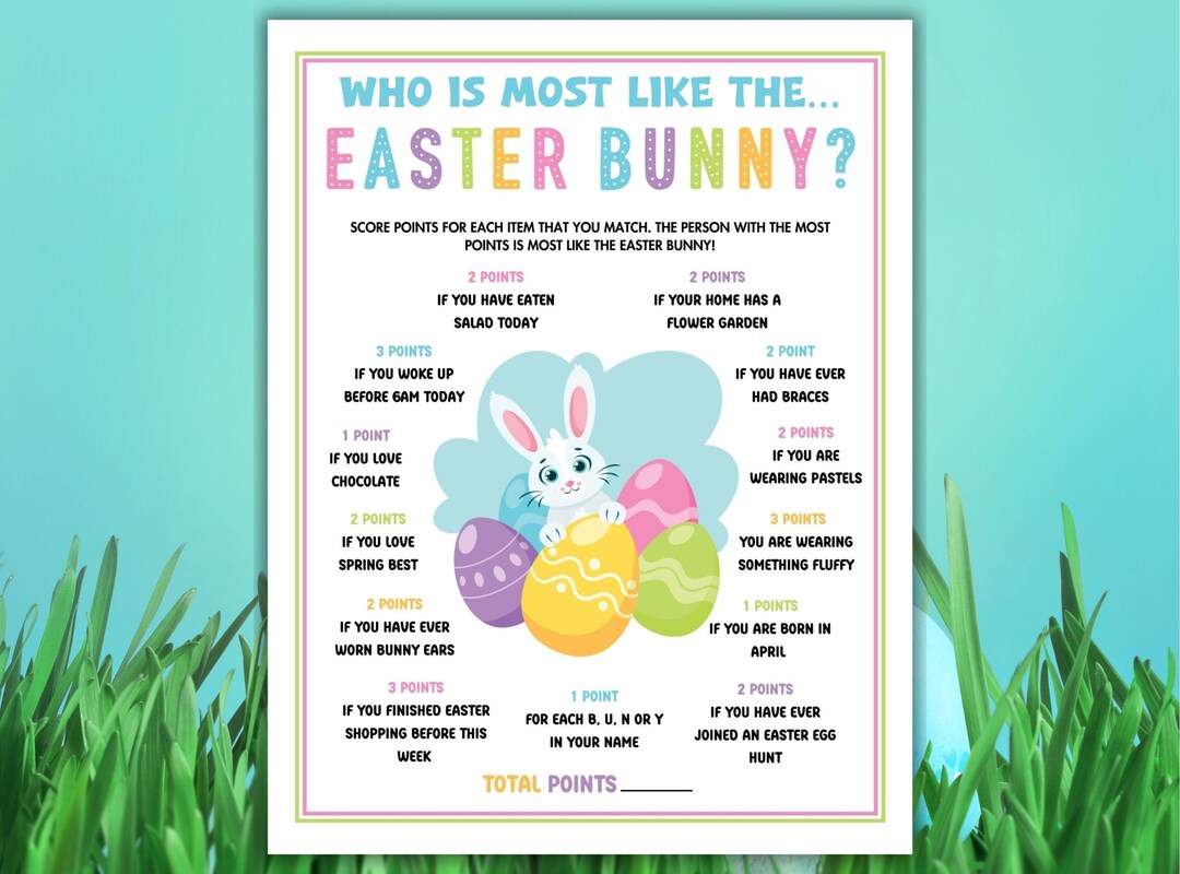 Who is Most Like the Easter Bunny Game Printable Easter Game Easter ...