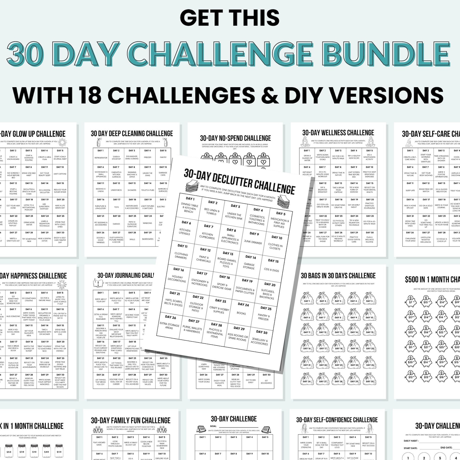 30 Day Journaling Challenge Printable Journal Challenge Tracker Daily ...