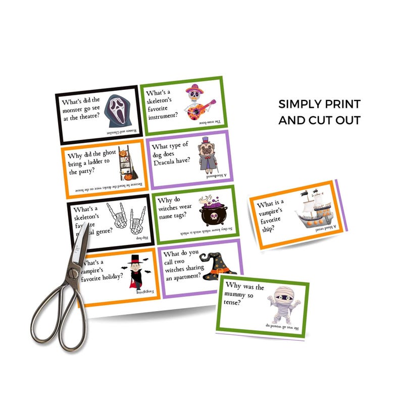 Halloween Joke Cards Printable Halloween Lunch Box Notes Halloween ...