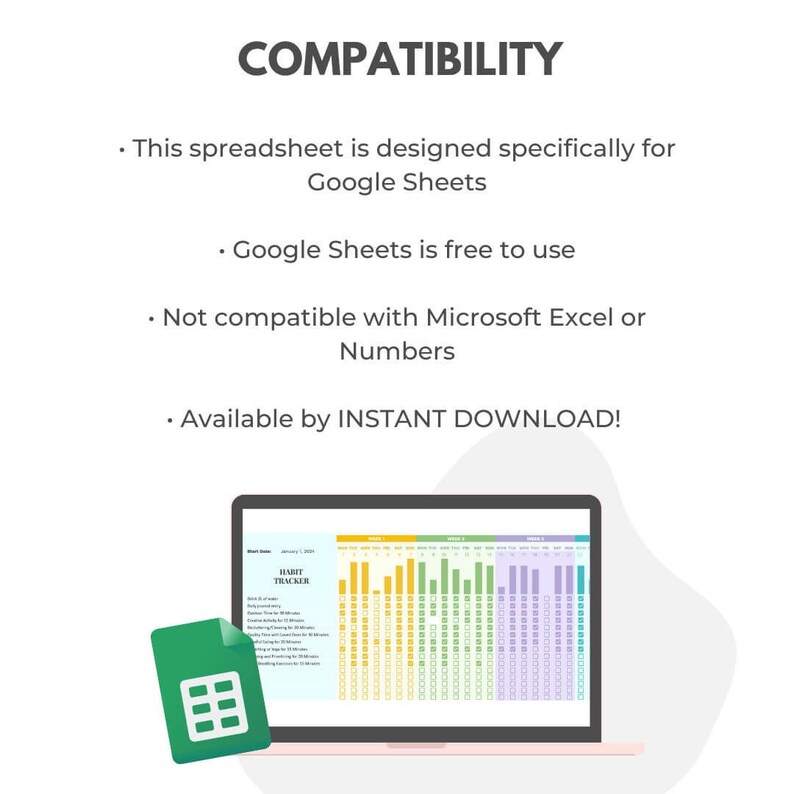 Simple Habit Tracker Spreadsheet With Bar Graph Habit Tracking ...