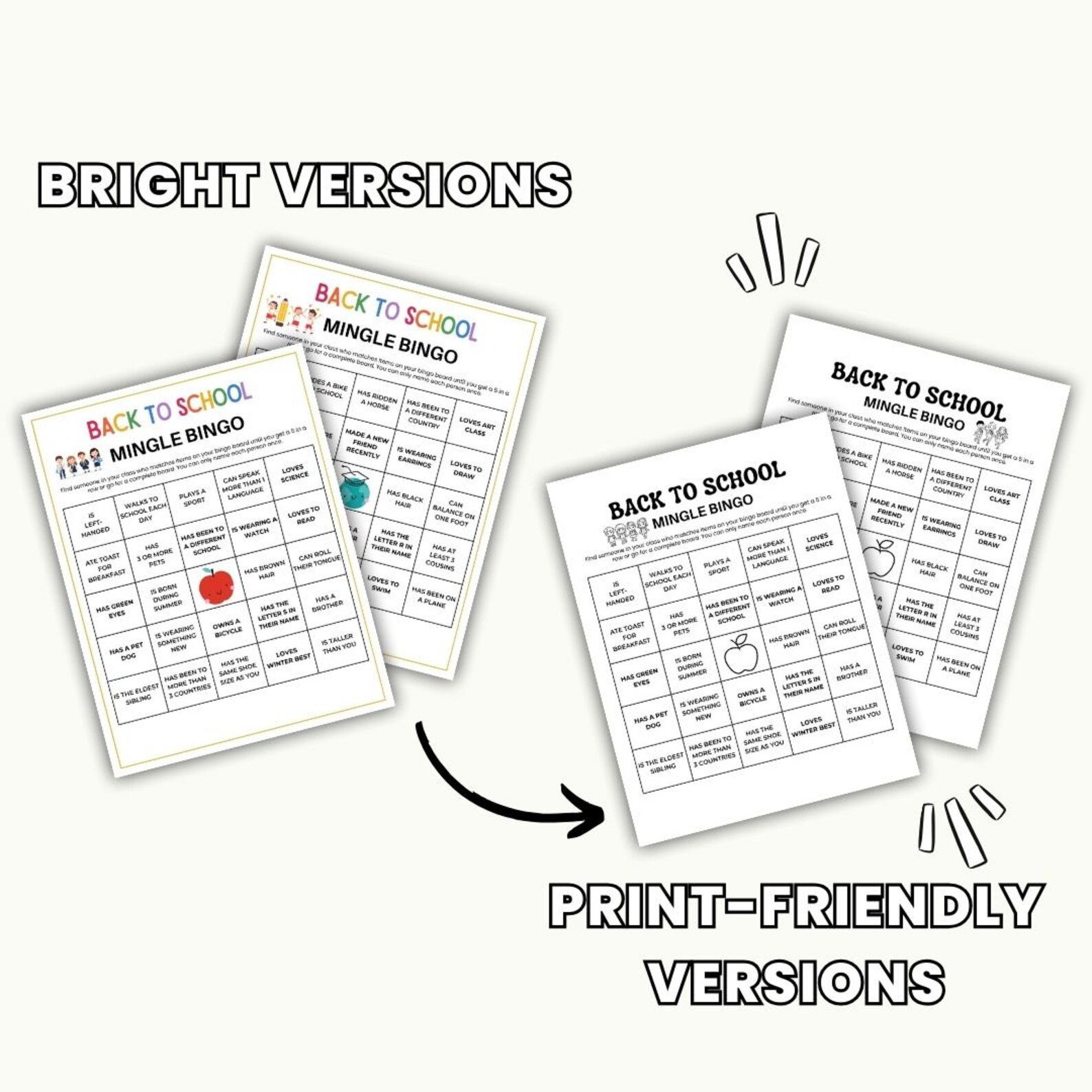 Back to School Mingle Bingo Game First Day of School Activity Printable ...