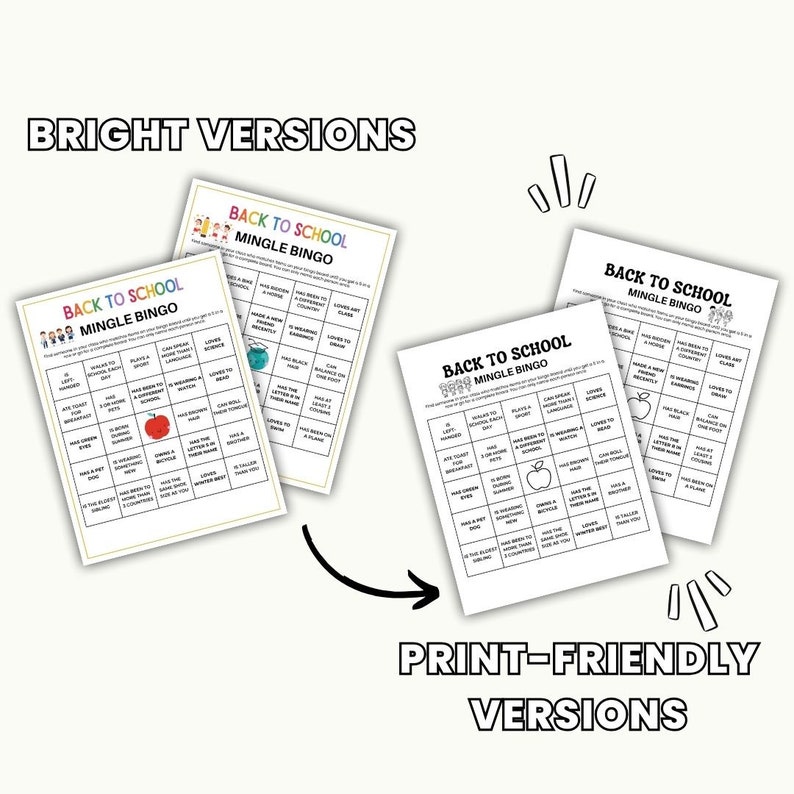 Back to School Mingle Bingo Game First Day of School Activity Printable ...