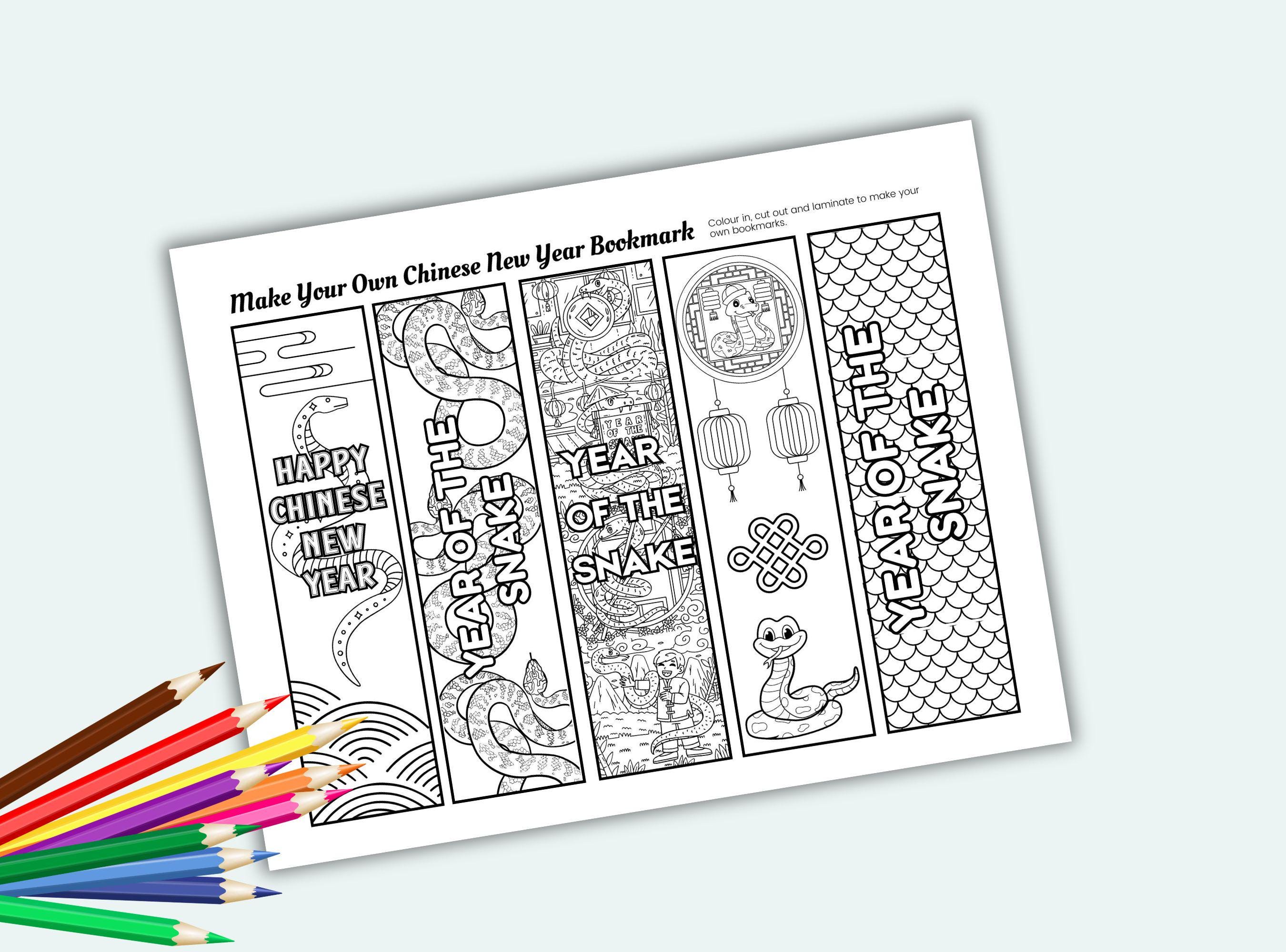 Lunar New Year Bookmarks Printable Chinese New Year Coloring Bookmarks ...