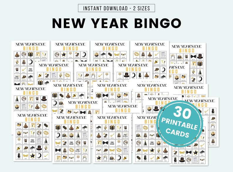 New Years Bingo Game Printable New Years Games NYE Bingo New Year's Eve ...