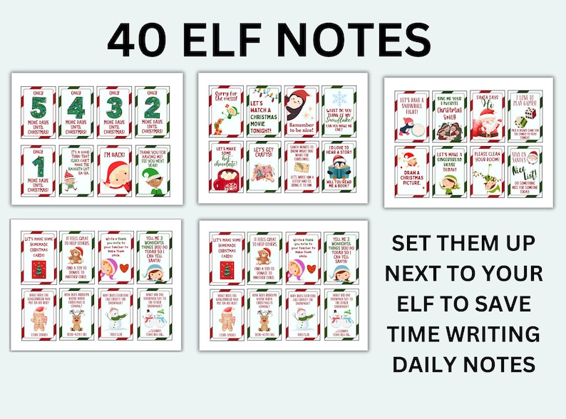Elf Notes Printable Elf Notes Cards Printable Elf Activity Cards ...