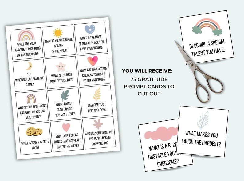 Gratitude Prompts for Kids, Gratitude Questions for Kids, Gratitude ...