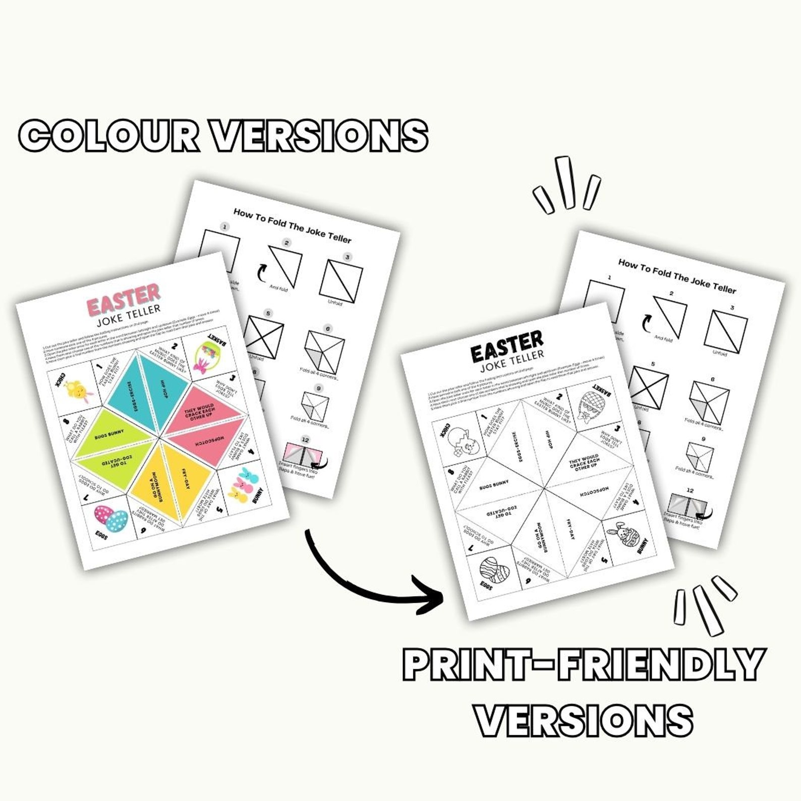 Easter Joke Teller Printable Easter Cootie Catcher Easter Fortune ...