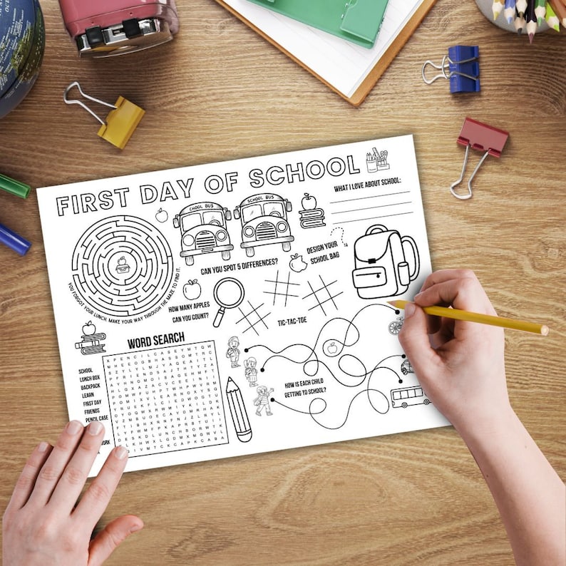 Back to School Activity Sheet Printable First Day of School Activity ...