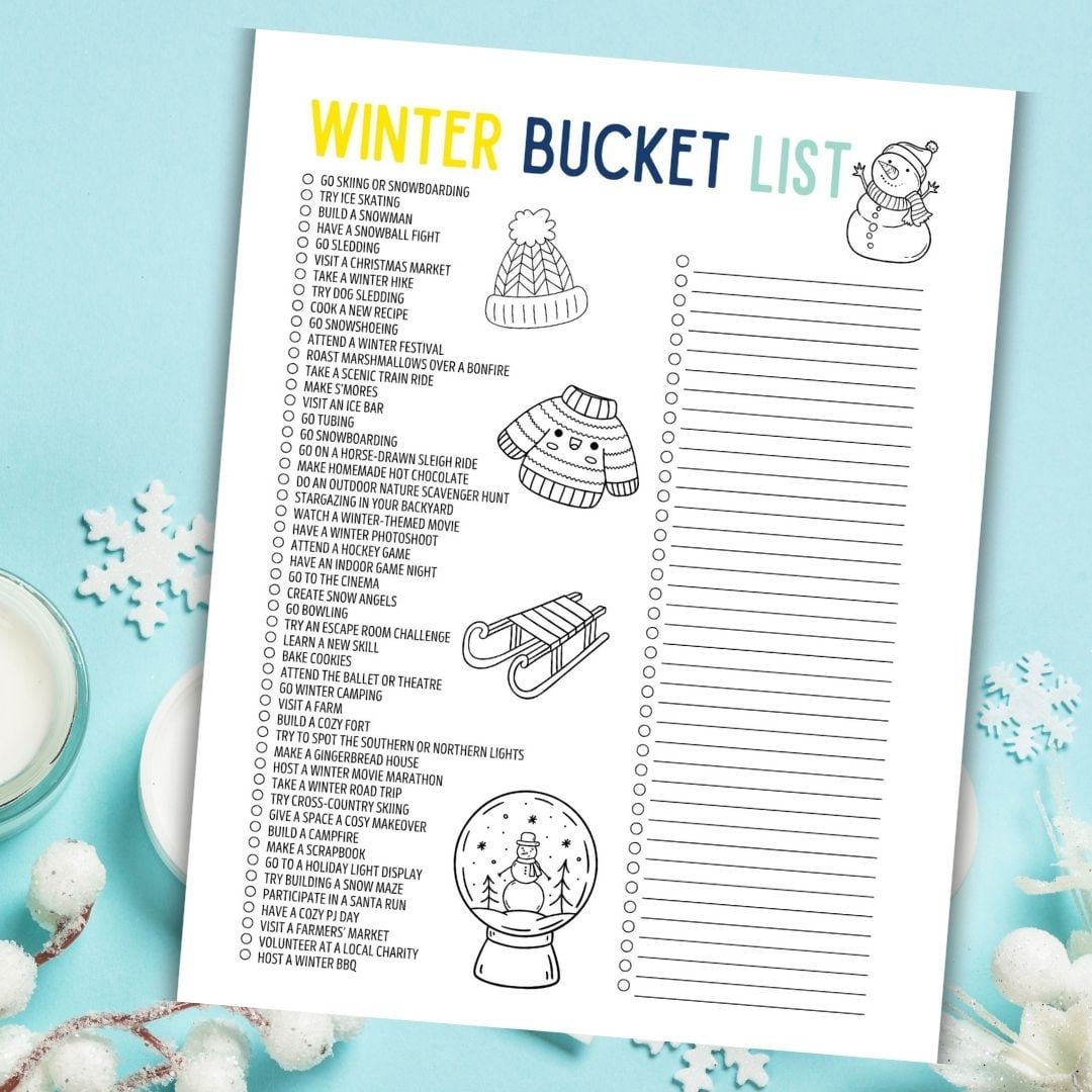 Winter Bucket List Printable Winter Activities for Kids Family Bucket ...