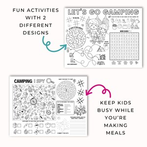 Camping Activity Placemat Printable Camping Activity Mat Camping ...