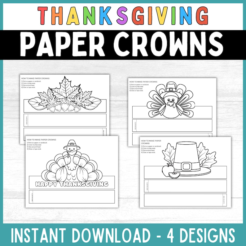 Thanksgiving Paper Crown Printable Thanksgiving Paper Crowns ...