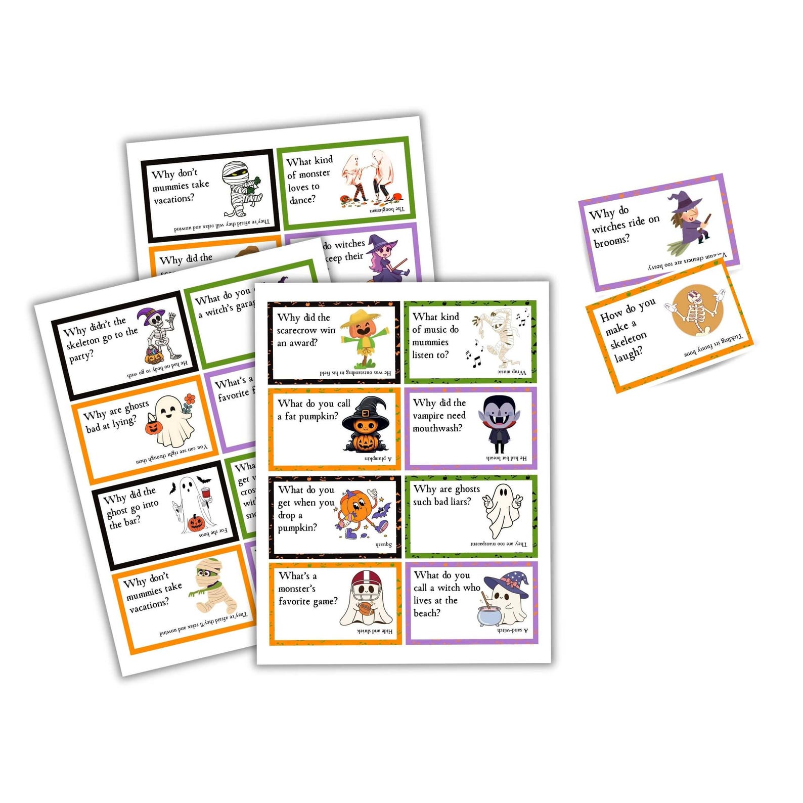 Halloween Joke Cards Printable Halloween Lunch Box Notes Halloween ...