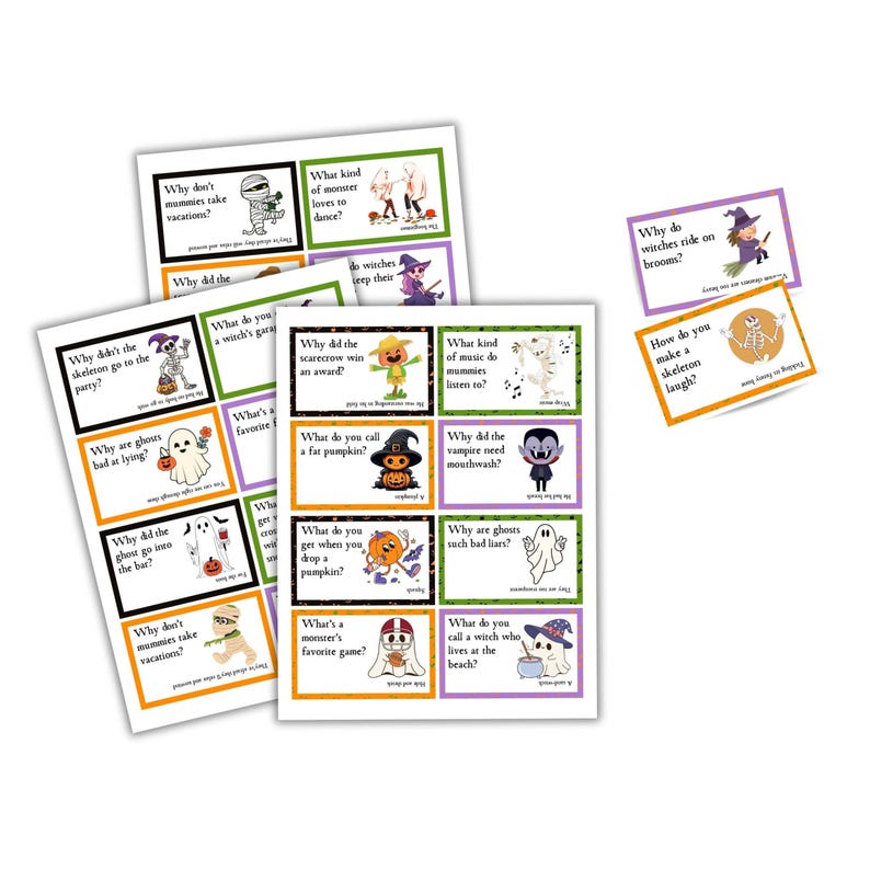 Halloween Joke Cards Printable Halloween Lunch Box Notes Halloween ...