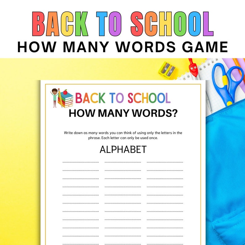 Back to School Alphabet Game First Day of School Activity Printable ...