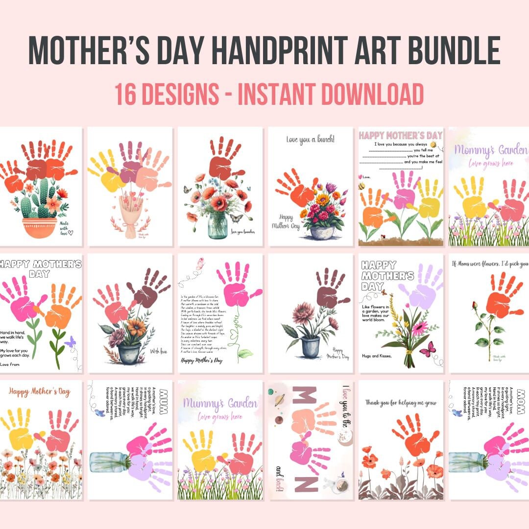 Mother's Day Handprint Craft Bundle Printable Mother's Day Handprint ...
