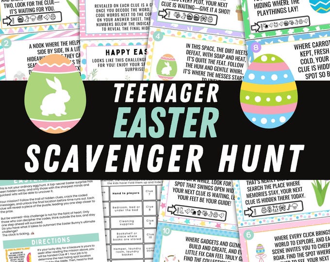 Difficult Easter Treasure Hunt Clues, Challenging Easter Scavenger Hunt ...