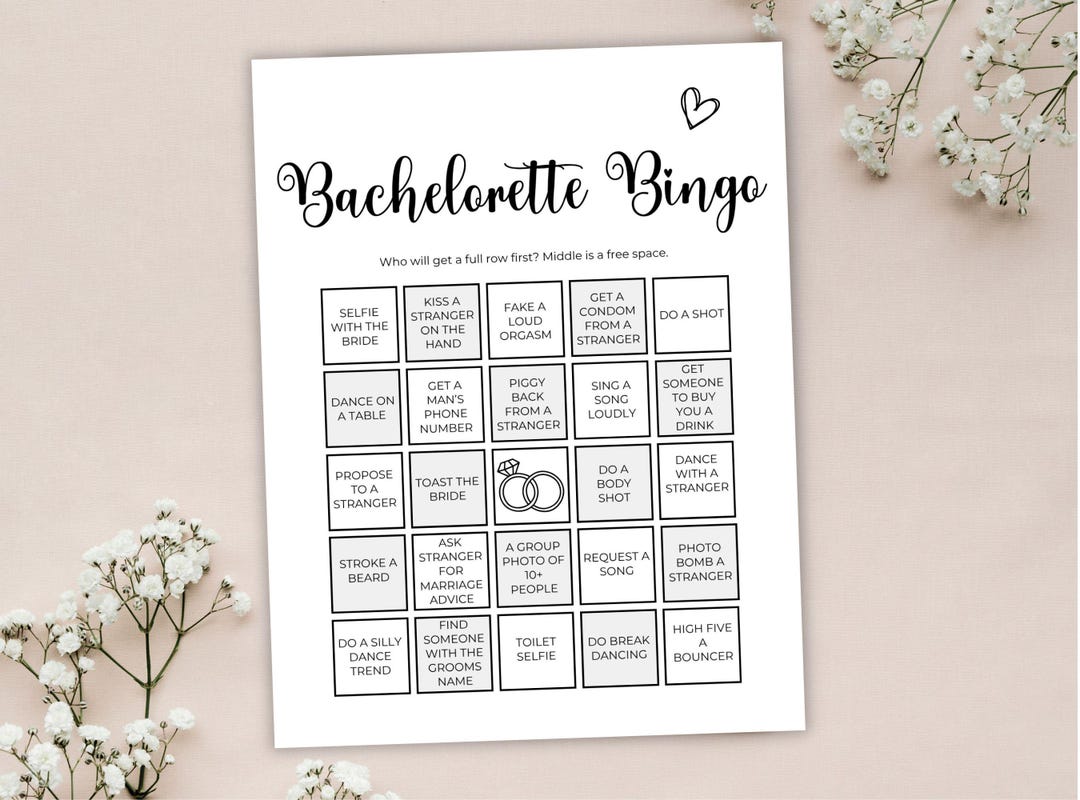 Bachelorette Bingo Printable Bachelorette Party Game Hen Party Game ...