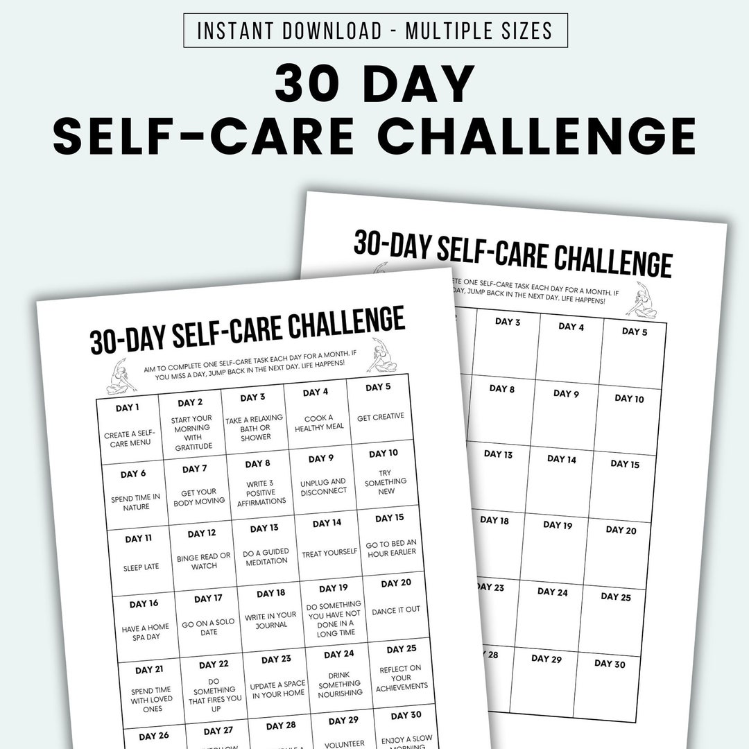 30 Day Self Care Challenge Printable Self Care Tracker Self Care ...