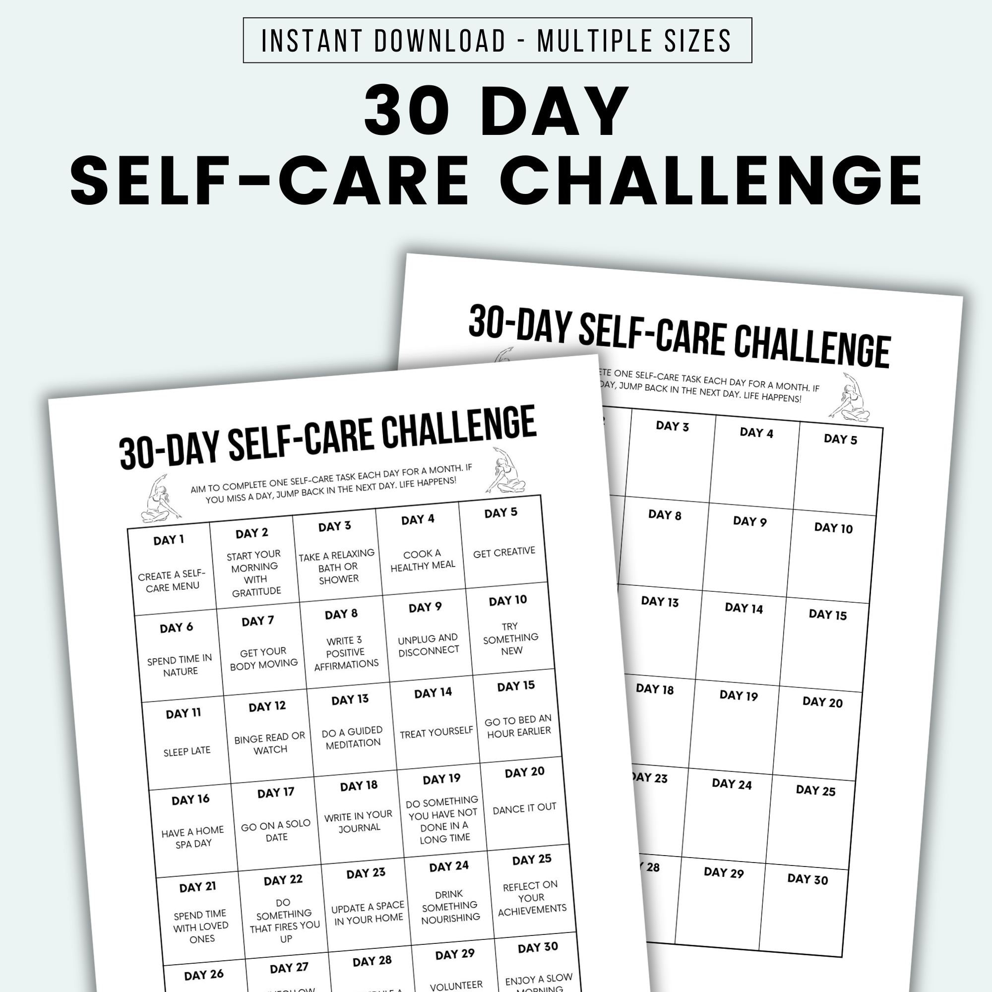 30 Day Self Care Challenge Printable Self Care Tracker Self Care ...