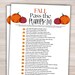 Fall Pass the Pumpkin Game Printable Thanksgiving Game Thanksgiving ...