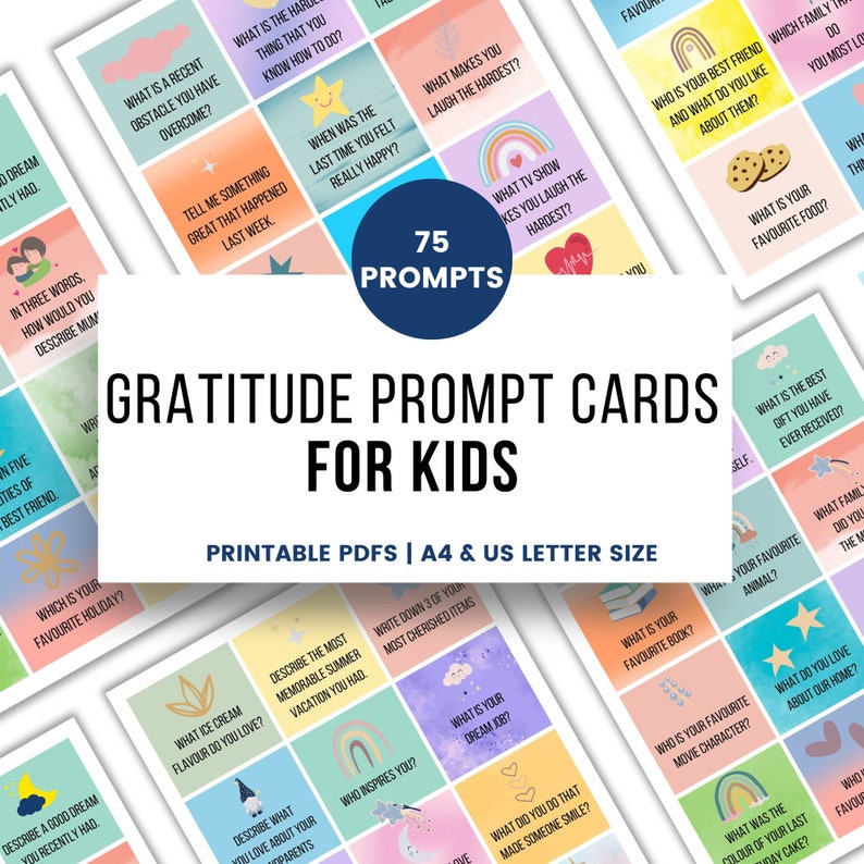 Gratitude Prompts for Kids, Gratitude Questions for Kids, Gratitude ...