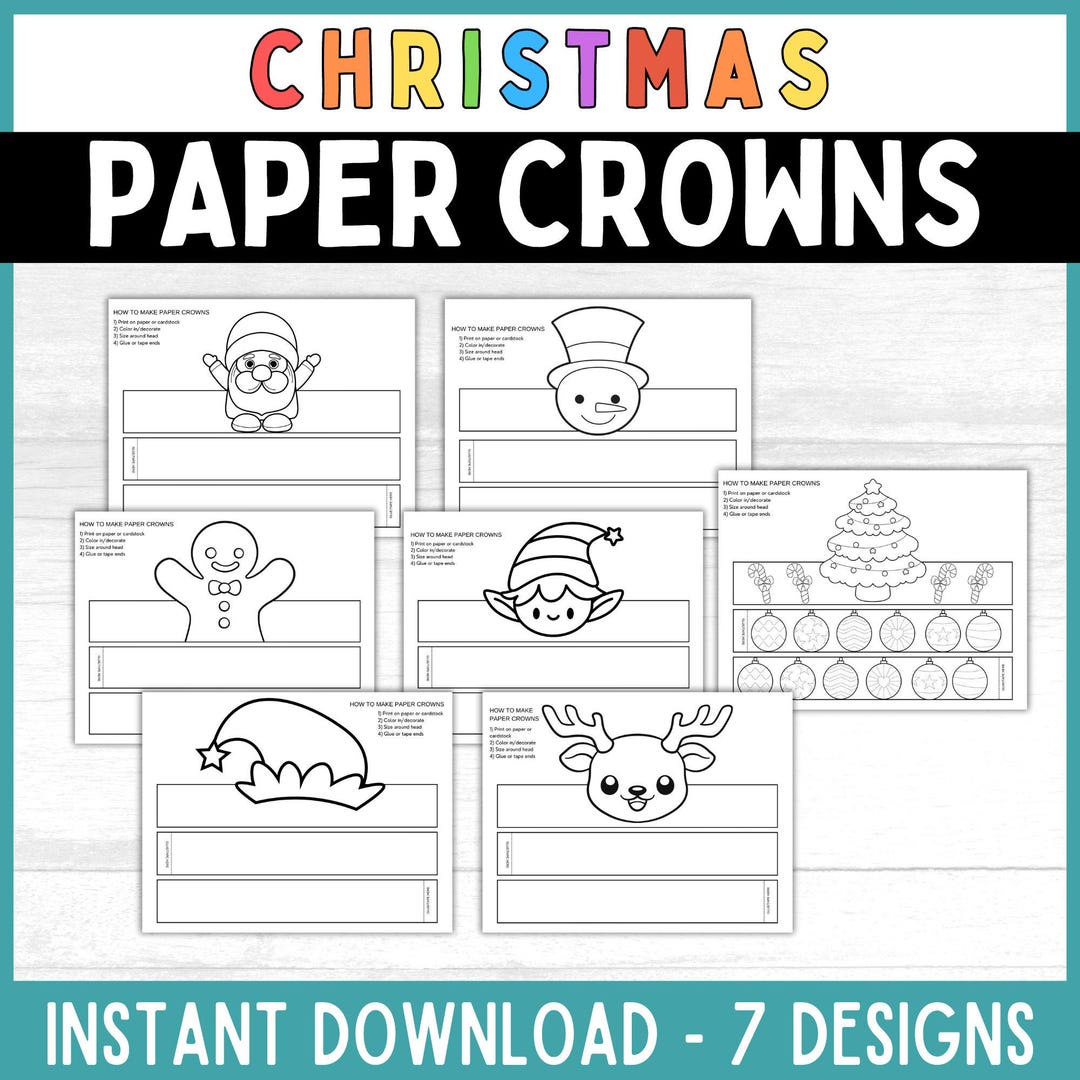 Christmas Paper Crown Printable Christmas Paper Crowns Christmas ...