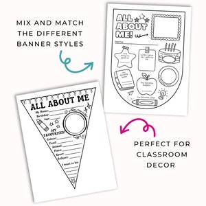 All About Me Banner Bundle First Day of School Printable Back to School ...