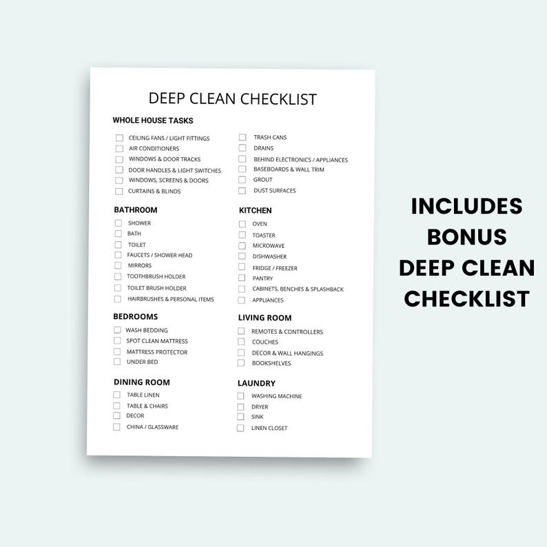 Printable Cleaning Checklist Daily Weekly Monthly Cleaning Schedule ...