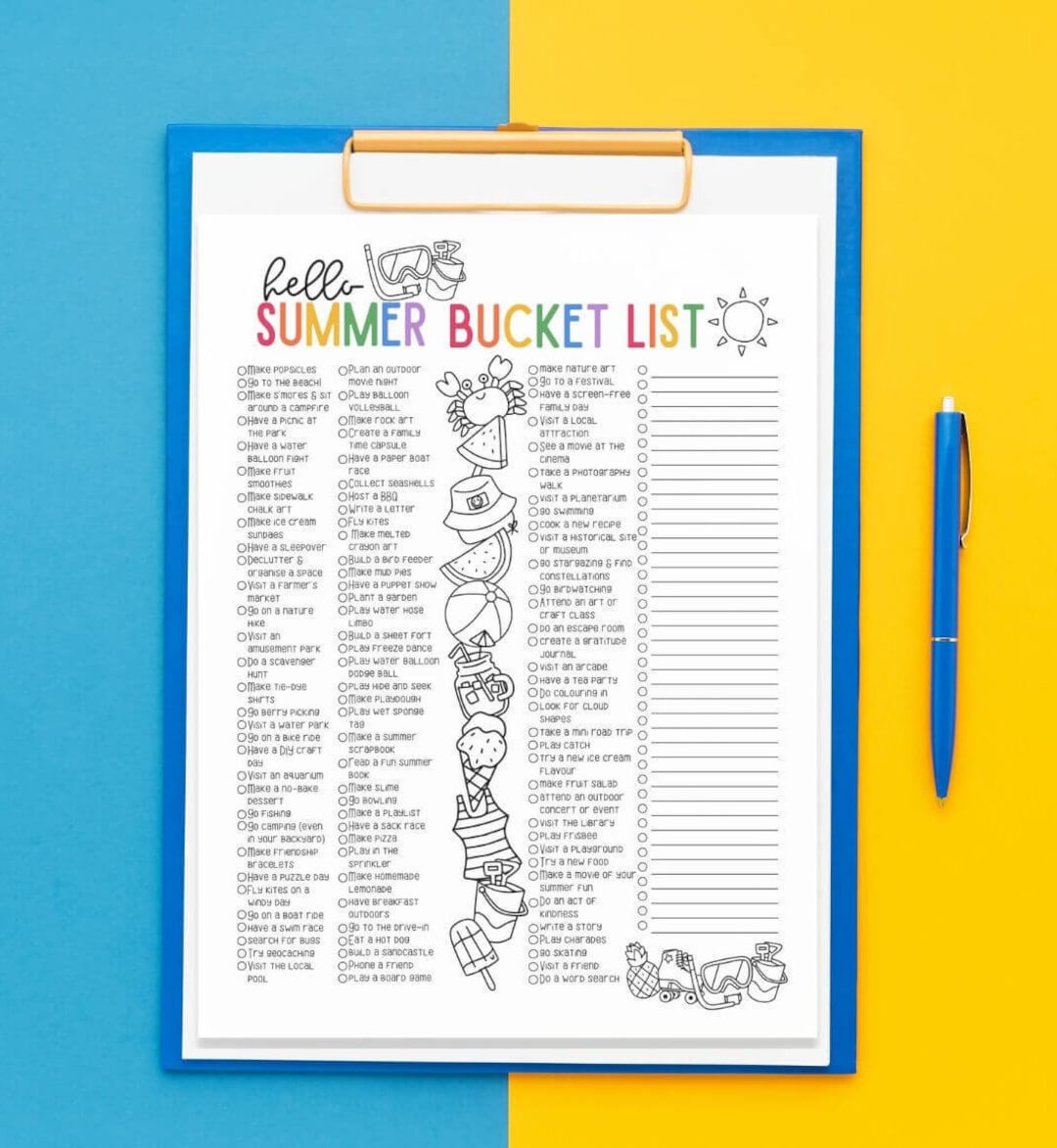 Summer Bucket List Printable Summer Activities for Kids Family Bucket ...