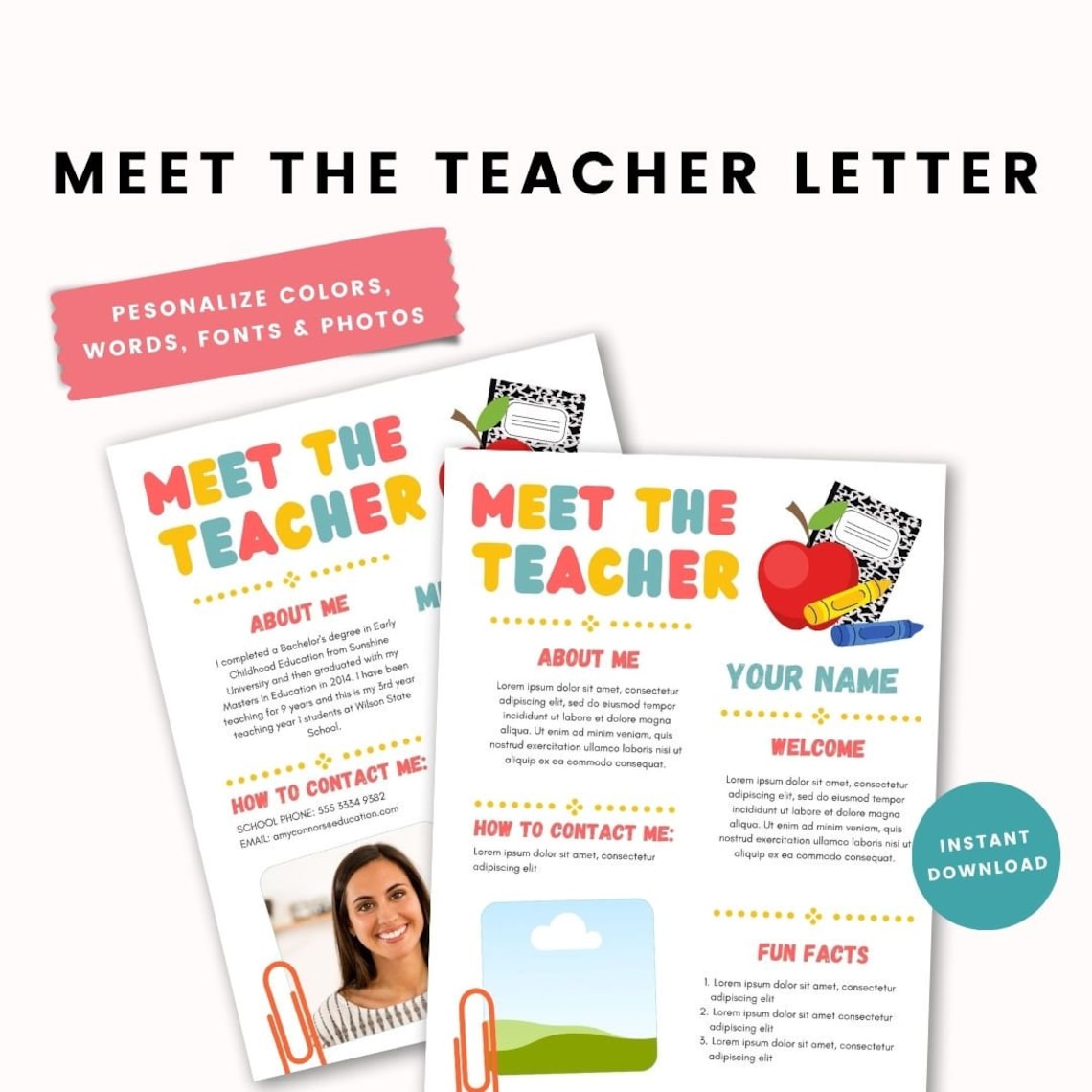 Editable Teacher Introduction Letter, Meet the Teacher Template, Meet ...