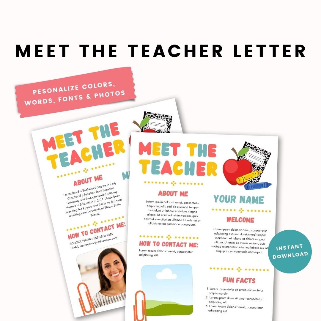 Editable Teacher Introduction Letter, Meet the Teacher Template, Meet ...