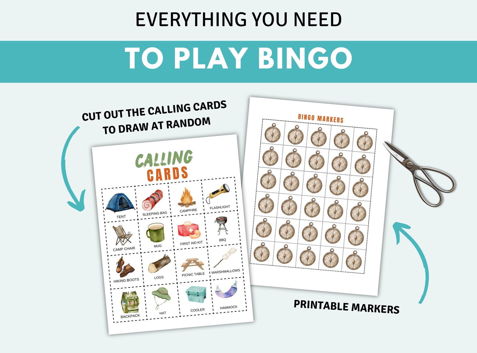 Camping Bingo Game Printable Camping Games Camp Bingo Camping Classroom ...