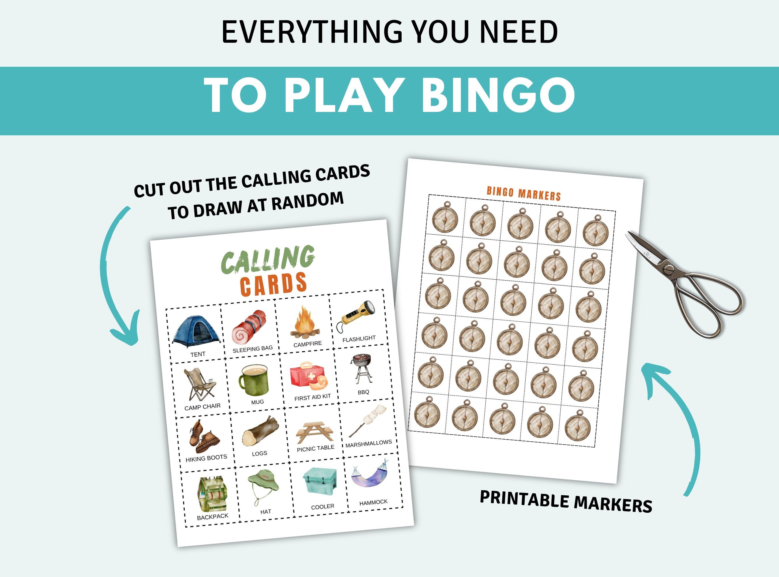 Camping Bingo Game Printable Camping Games Camp Bingo Camping Classroom ...