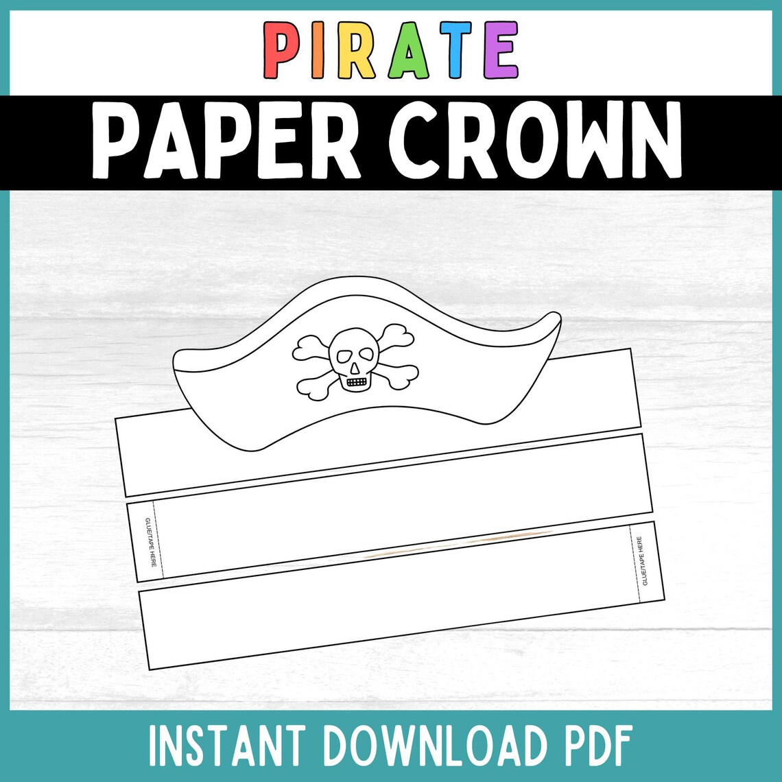 Pirate Paper Crown Printable Pirate Hat Paper Crown Pirate Hat Headband ...