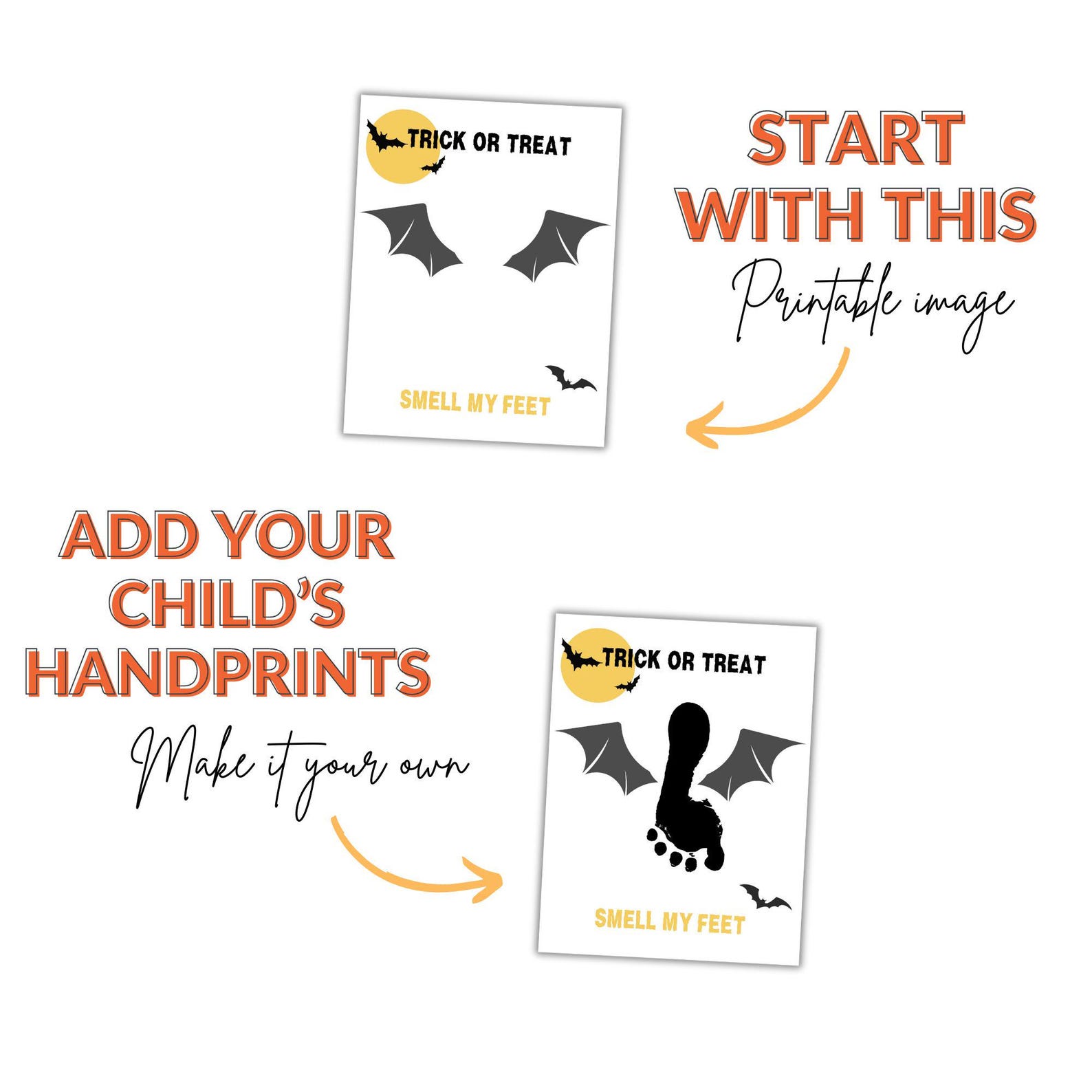 Halloween Footprint Craft Activity Printable Halloween Footprint Art ...