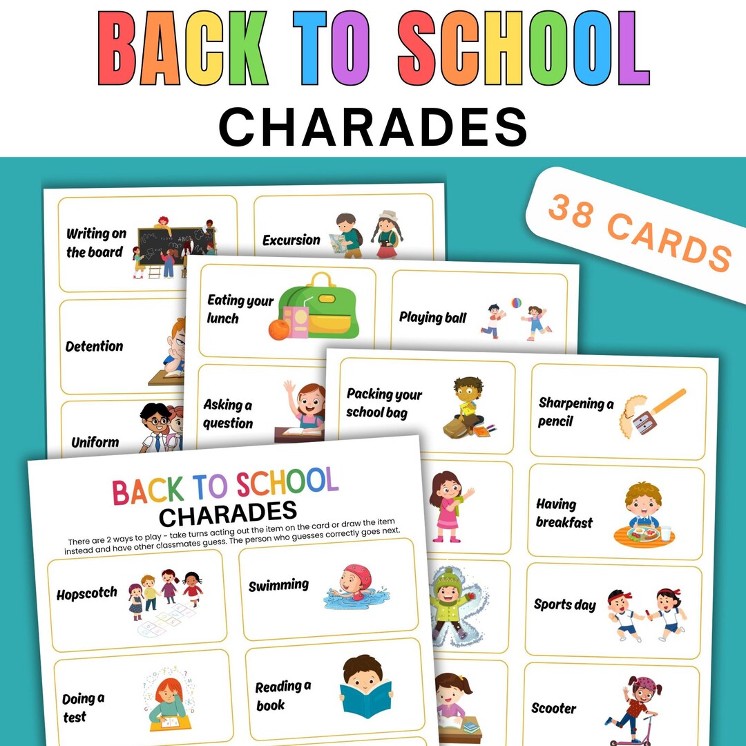 Back to School Charades Game Printable Icebreaker Game for Kids First ...