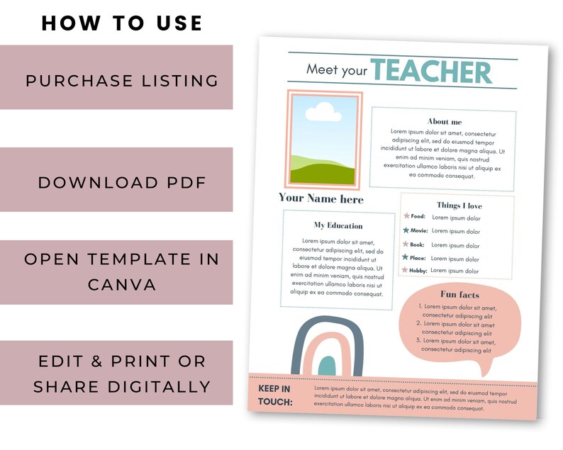 Editable Meet the Teacher Template, Boho Canva Template, School ...