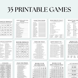 Book Club Games Printable Book Club Icebreakers Book Club Activity Book ...