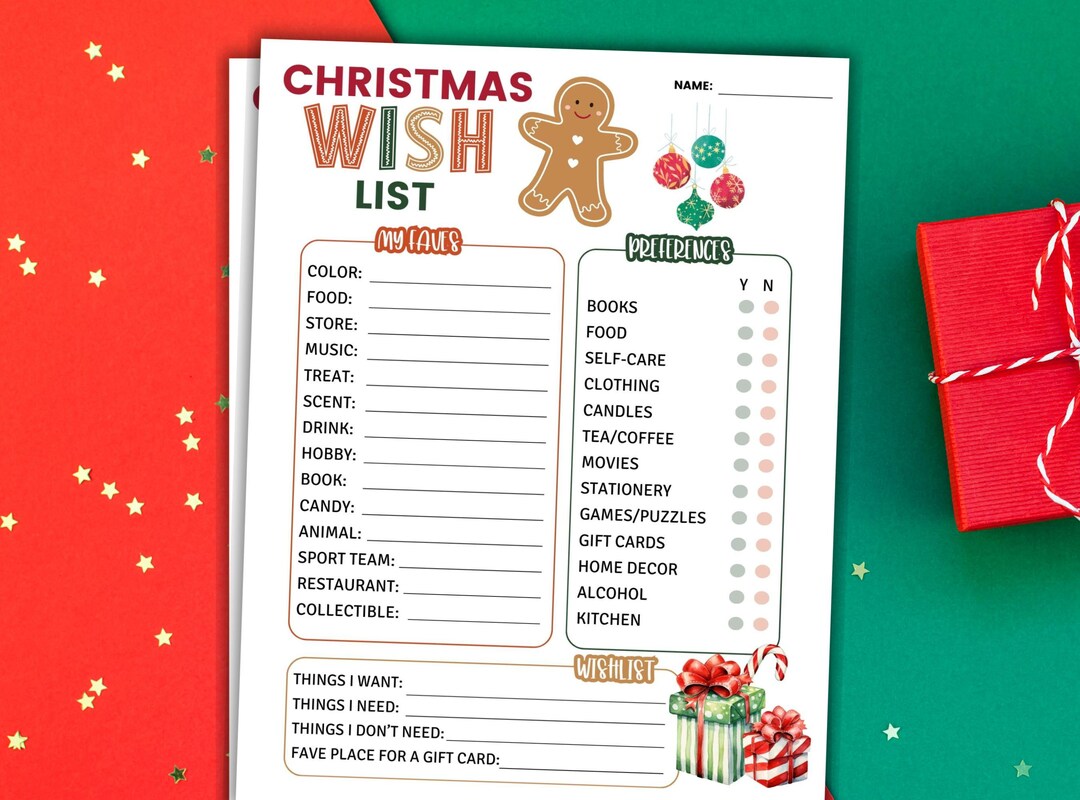 Christmas Wish List Coworker Secret Santa Questionnaire Printable ...