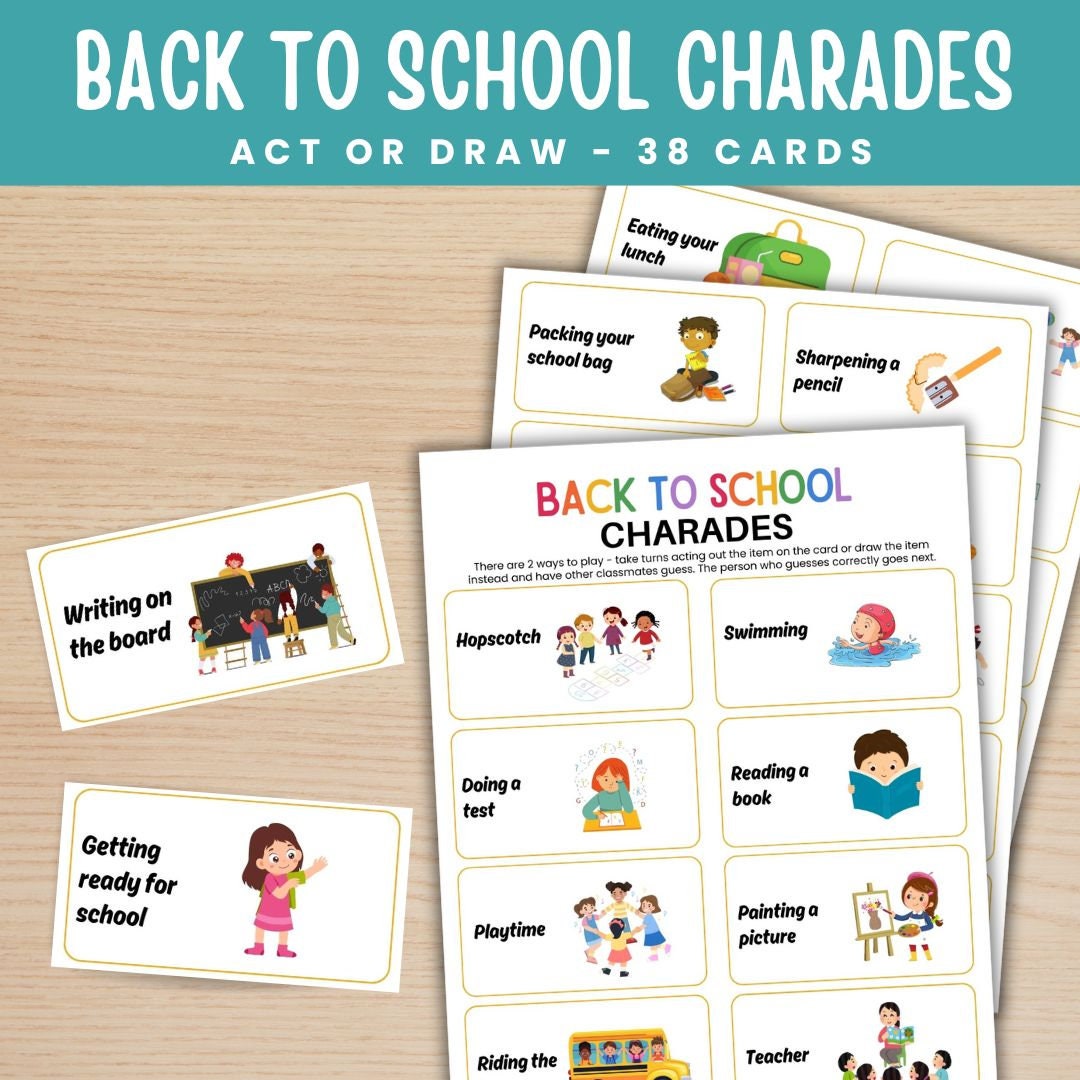 Back to School Charades Game Printable Icebreaker Game for Kids First ...