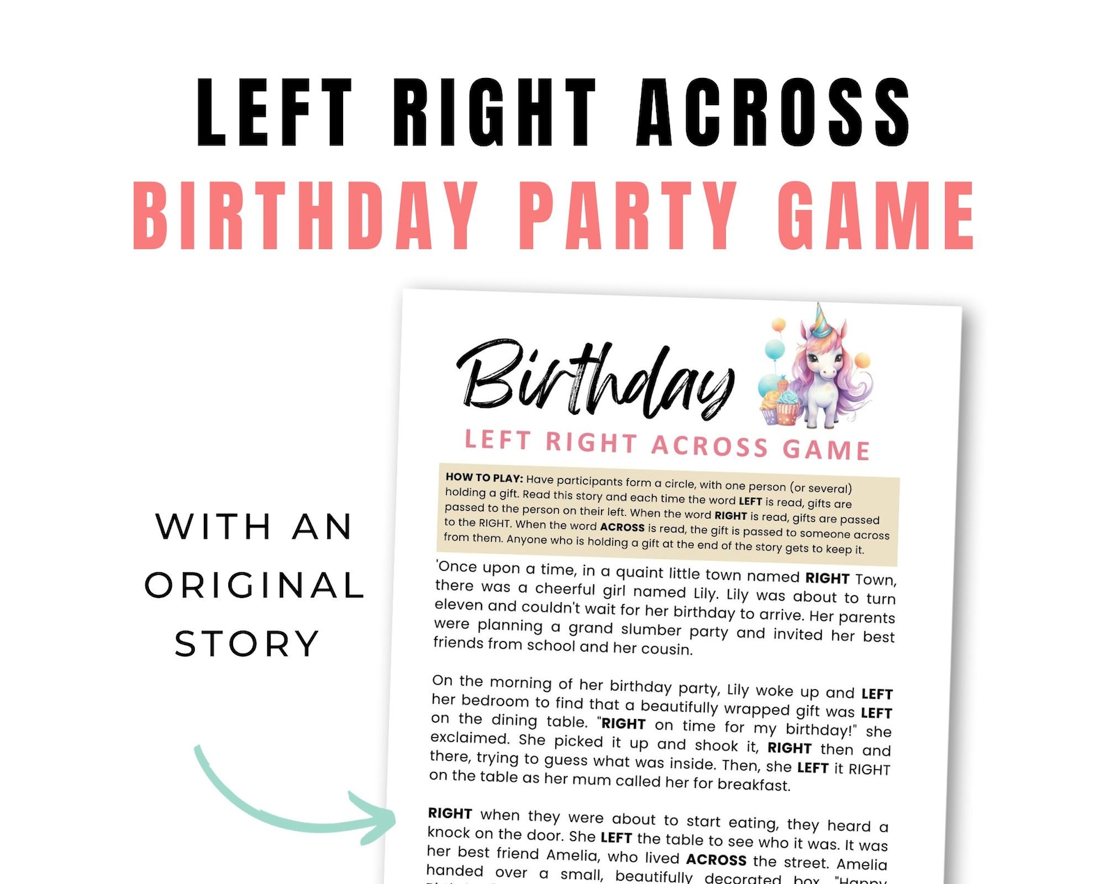 Left Right Birthday Game Birthday Left Right Across Game Kids Birthday ...