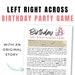 Left Right Birthday Game Birthday Left Right Across Game Kids Birthday ...