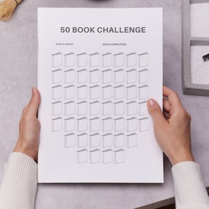 50 Book Reading Tracker Printable Book Challenge, Book Tracker, Book ...