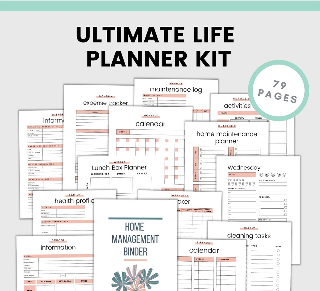 Life Planner Printable Home Binder | Budget Planner Meal Planner ...